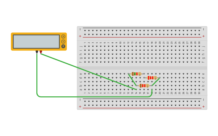 Circuit design Series parallel combination of resistors - Tinkercad