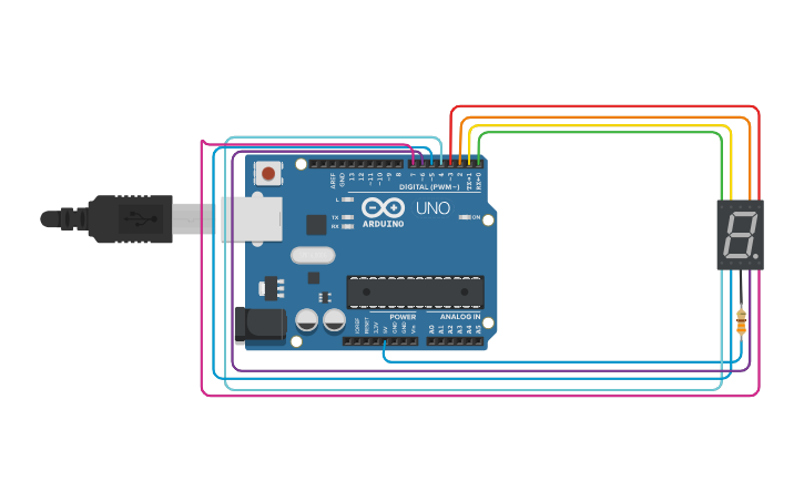 Circuit Design 7seg İle Sayım Tinkercad