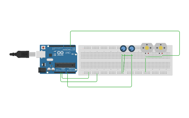 Circuit design Controlar dos motores con Arduino - Tinkercad