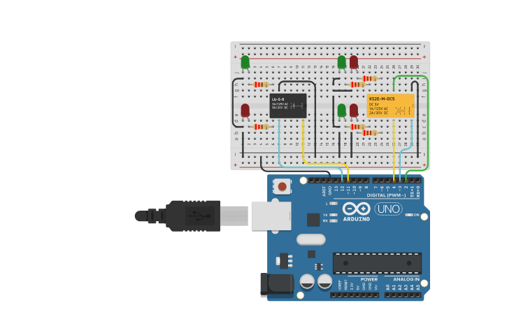 Circuit design Relay test - Tinkercad