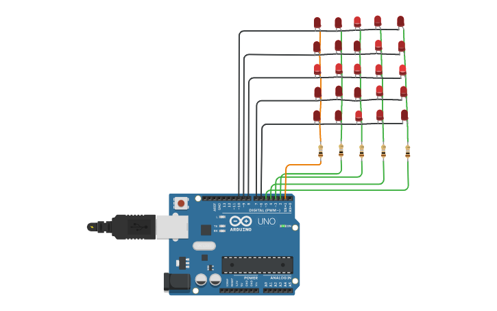Circuit design LED Matrix - Tinkercad