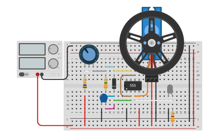 Circuit design Control de un servomotor mediante un 555 - Tinkercad Circuit design Control de un servomotor mediante un 555 - Tinkercad