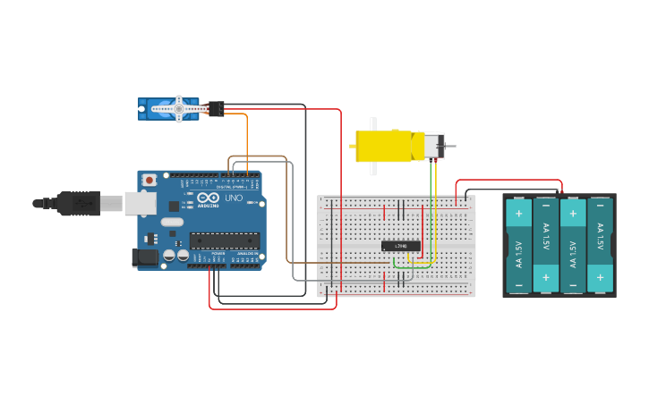 Circuit design Carrinho Controle Remoto via Bluetooth - Tinkercad