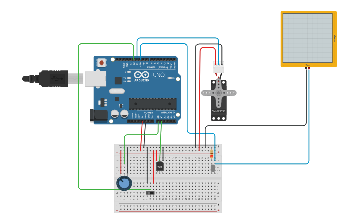 Circuit design sensor and actuator with arduino - Tinkercad