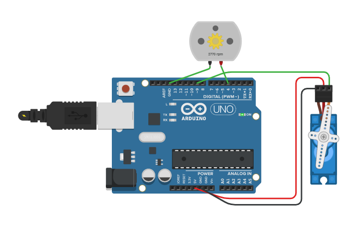 Circuit design Servo motor - Tinkercad