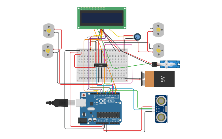 Circuit design Sanitisation Robot - Tinkercad