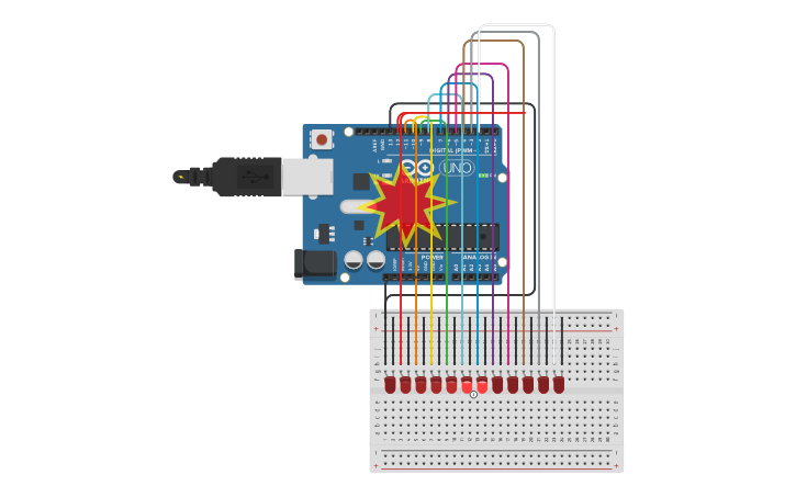 Circuit design LED Chaser Using Arduino - Tinkercad