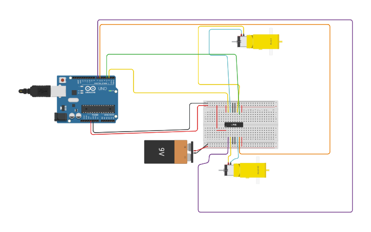 Circuit design Sumo Robot sesssion 2 - Tinkercad