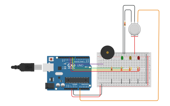 Circuit design Sensor gas - Tinkercad
