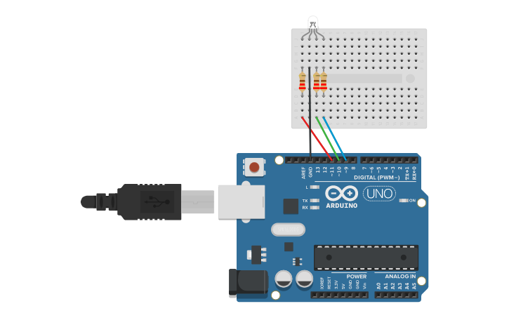 Circuit design Arduino RGB LED Tutorial - Tinkercad