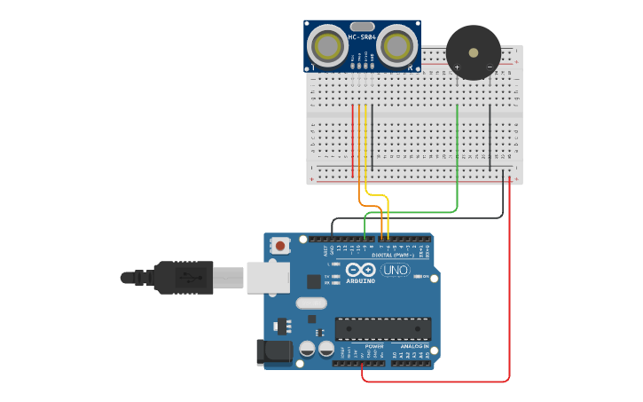 Circuit design Ultrasonic Music Machine - Tinkercad