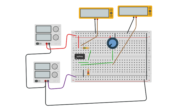 Circuit design OpAmp lm741 - Tinkercad