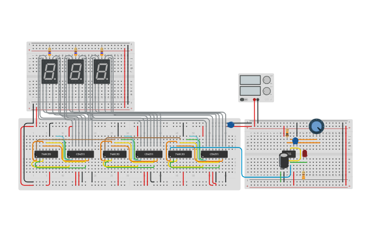 Circuit design Timer 0 a 999 - Tinkercad