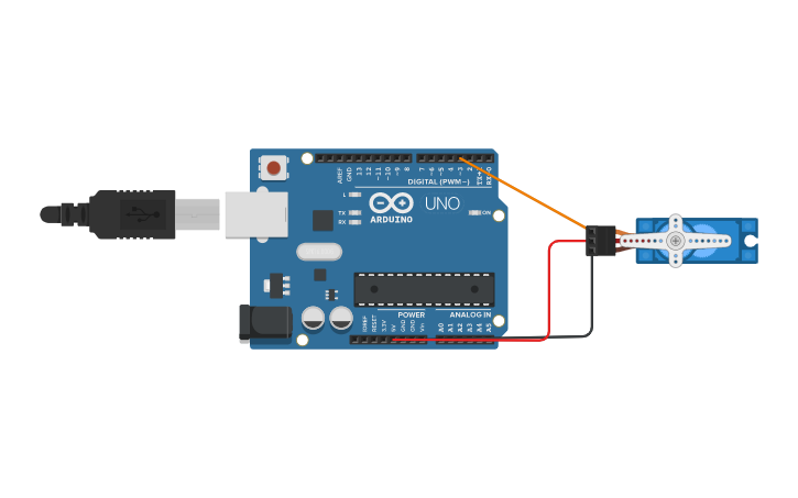 Circuit design servo motor - Tinkercad