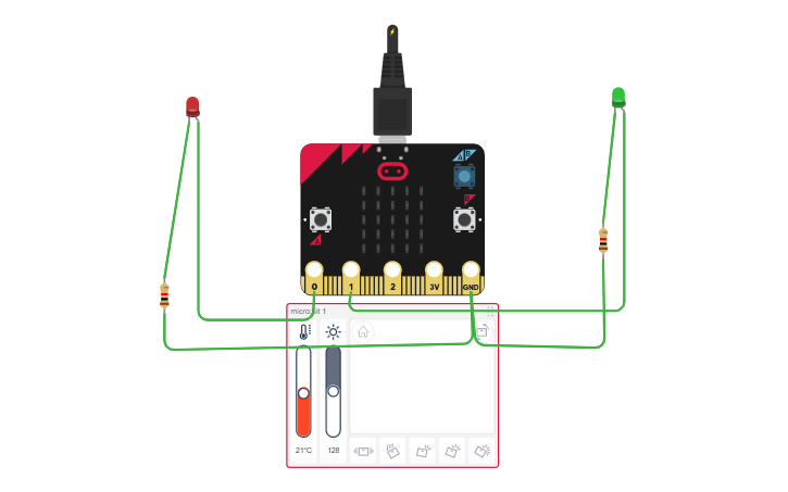 Circuit design Aula led e resistor | Tinkercad