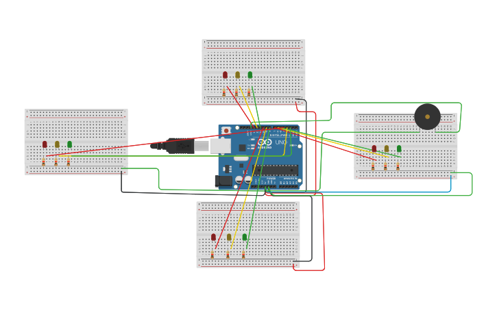Circuit design traffic signal - Tinkercad