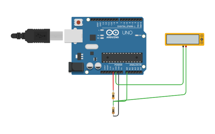 Circuit design arduino(voltage divider)) - Tinkercad