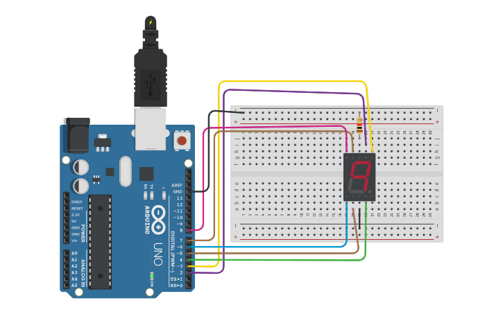 Circuit design seven segment - Tinkercad