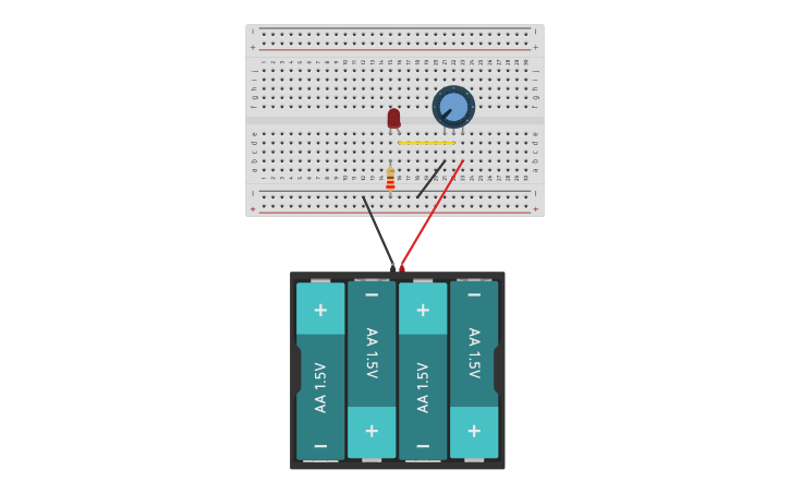 Circuit design Circuito 8: Potenciómetro + LED (sin Arduino) | Tinkercad Circuit design Circuito 8: Potenciómetro + LED (sin Arduino) | Tinkercad
