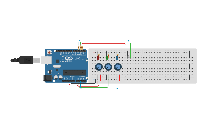 Circuit design Led RGB - Potenciometro - Tinkercad