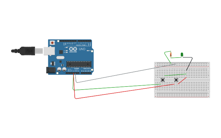 Circuit design LED 2 PUSHBUTTON - Tinkercad