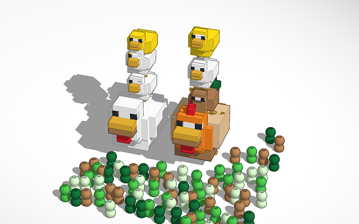 3D design Minecraft Stacked Roosters!!!! So Cute!!!! #Rooster - Tinkercad