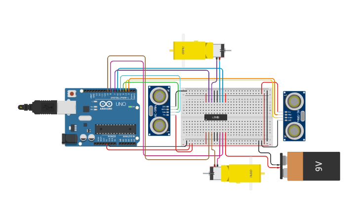 Circuit design CARRO AUTONOMO CON SENSORES - Tinkercad
