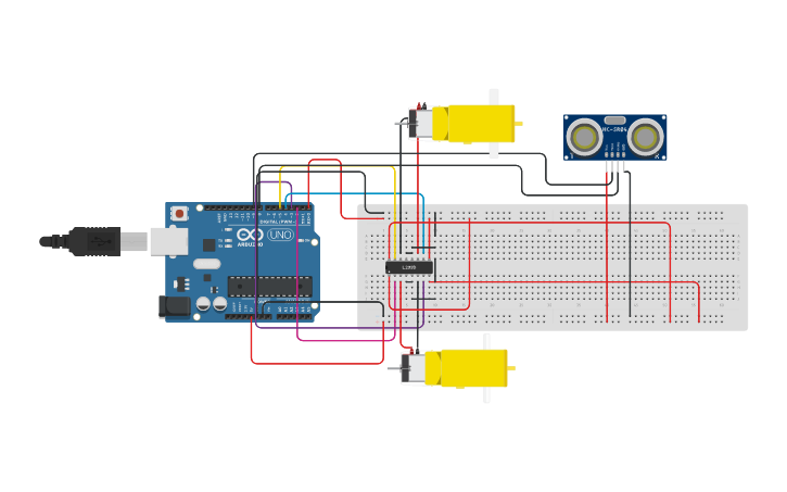 Circuit design Mini robot sumo - Tinkercad