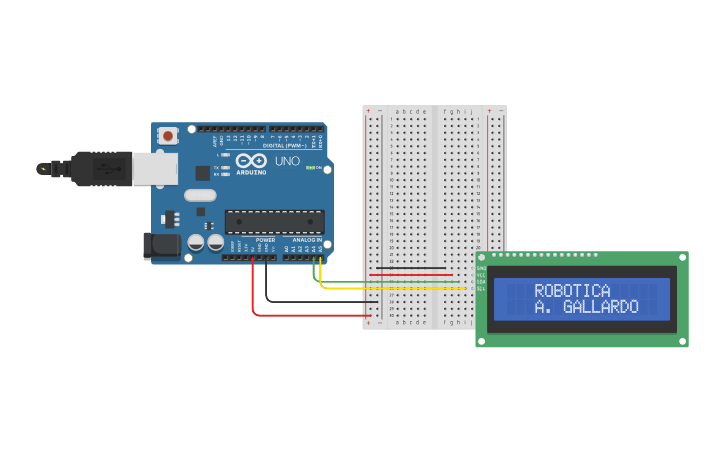 Circuit design Texto en Pantalla LCD I2C - Tinkercad