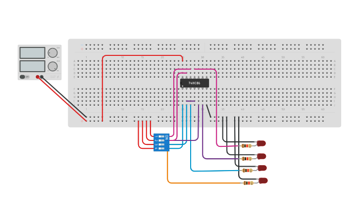 Circuit design Experiment 5 Binary to Gray Code - Tinkercad