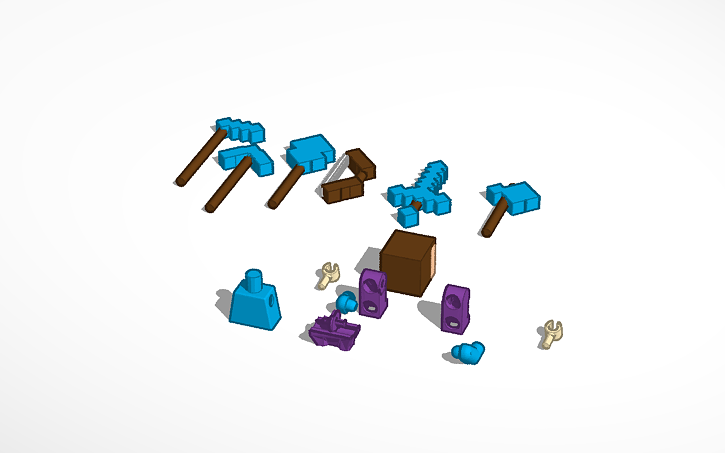 3D design Lego Minecraft tools - Tinkercad