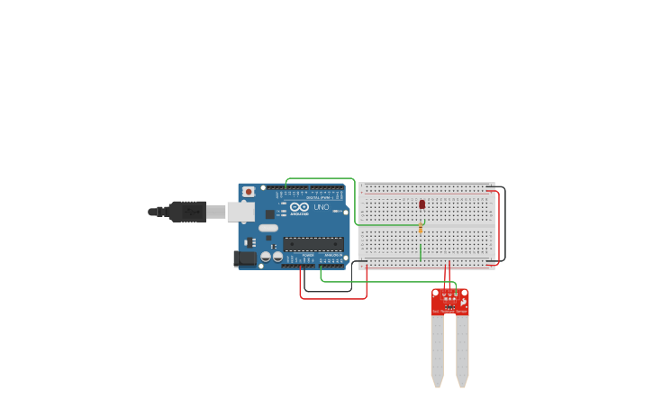 Circuit design sensor de humedad examen PC2 - Tinkercad