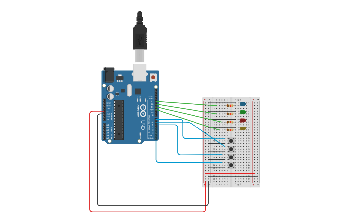 Circuit design WASHING machine example DIO - Tinkercad
