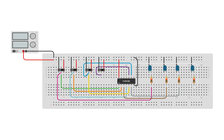 Circuit design BINARY TO GRAY CODE CONVERTER - Tinkercad