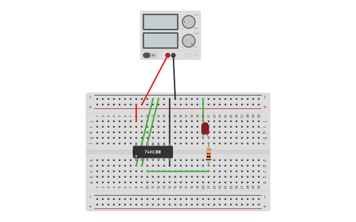 Circuit design 74LS00/74HC00 | Tinkercad