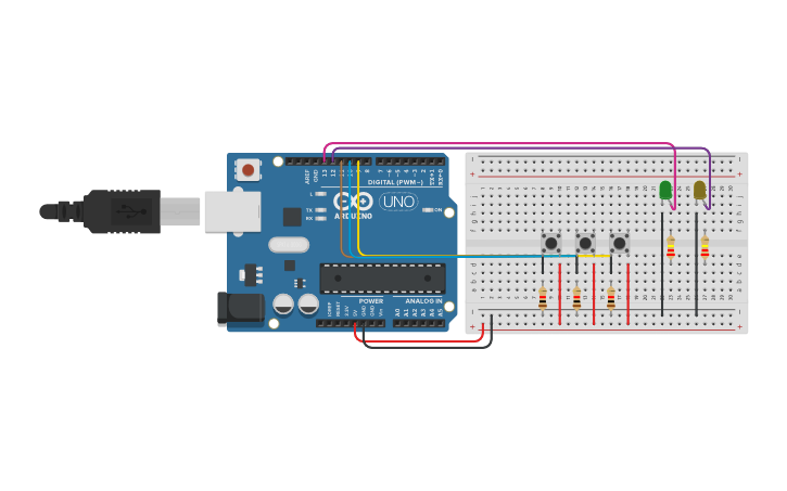 Circuit design Projeto Passa ou Repassa com Arduino - Tinkercad