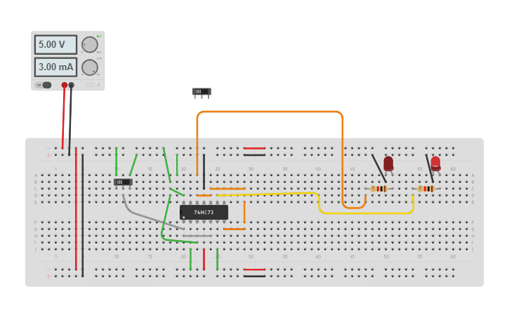 Circuit design 2-bit counter - Tinkercad
