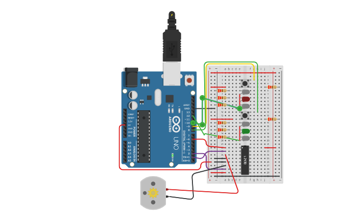 Circuit design simulador de elevador de dos pisos - Tinkercad