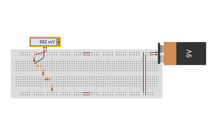 Circuit design Practica #5 medición de resistencia y voltaje - Tinkercad