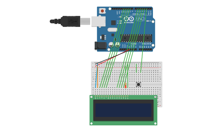 Circuit design Arduino jump game - Tinkercad