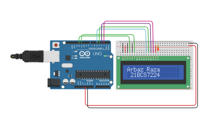 Circuit Design Arduino Uno Lcd Display Tinkercad