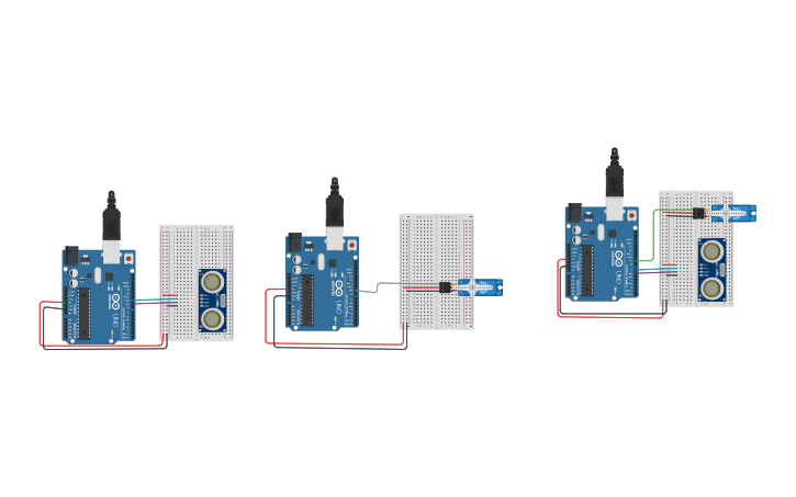 Circuit design “Programación del Arduino: sensor de ultrasonido + servo motor” - Tinkercad