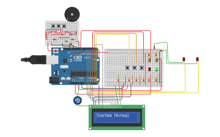 Circuit design 4050-80's FACP with LCD - Tinkercad