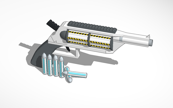 3D design Double-Barrel Revolver w/ Bullets #MetalWorks | Tinkercad