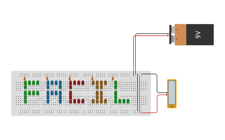 Circuit design LEDS fácil Frida - Tinkercad