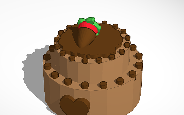 3D design Chocolate cake with a strawberry | Tinkercad