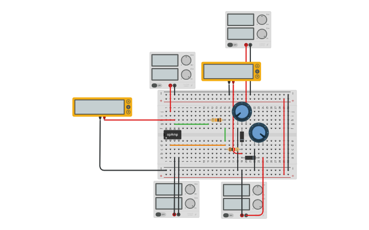 Circuit design inv-op-amp - Tinkercad
