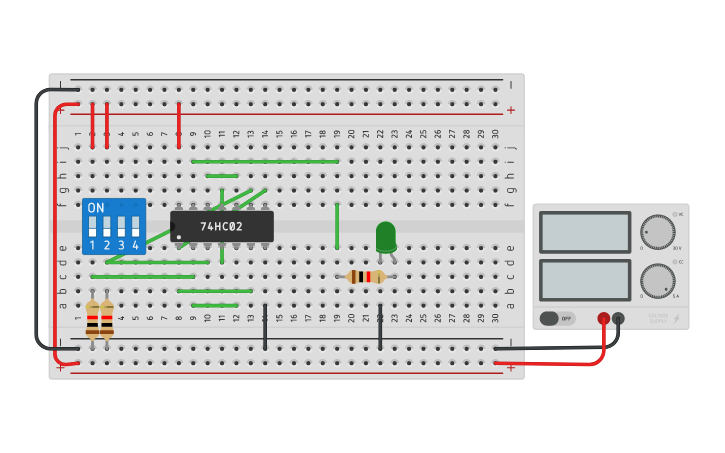 Circuit design XNOR GATE USING NOR GATE - Tinkercad