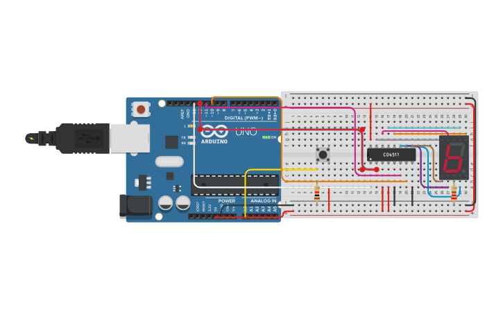 Circuit Design 7 Segment Counter Tinkercad