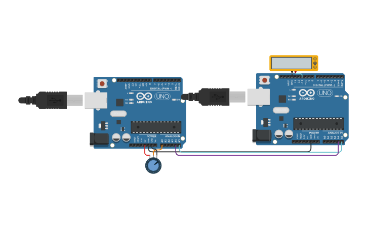 Circuit design I2C (Potencjometr) | Tinkercad